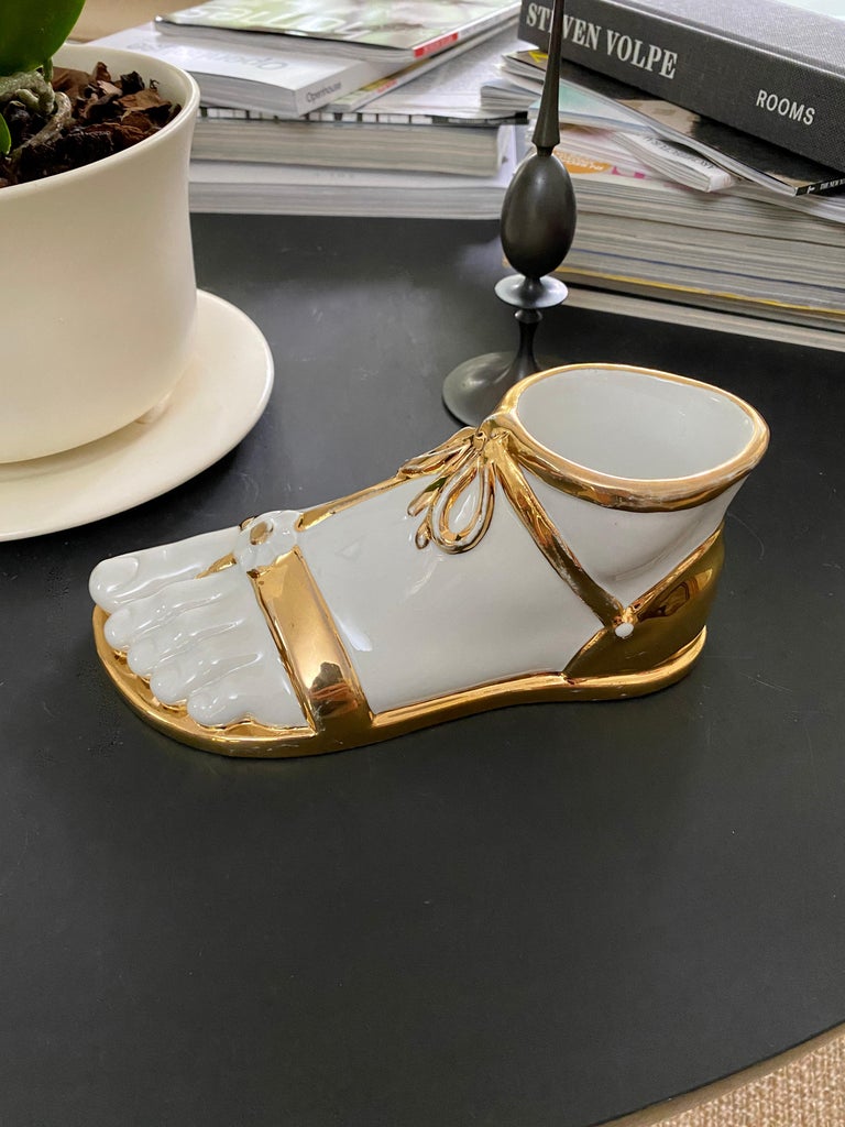 White and Gold "Piede Romano" Roman Left Foot by Piero Fornasetti For ...