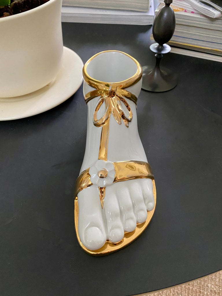 White and Gold "Piede Romano" Roman Left Foot by Piero Fornasetti For ...