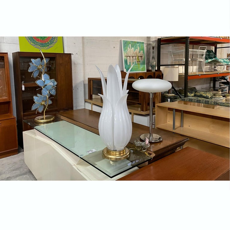 White and Gold Vintage Rougier Style Floriform Botanical Floral Table ...