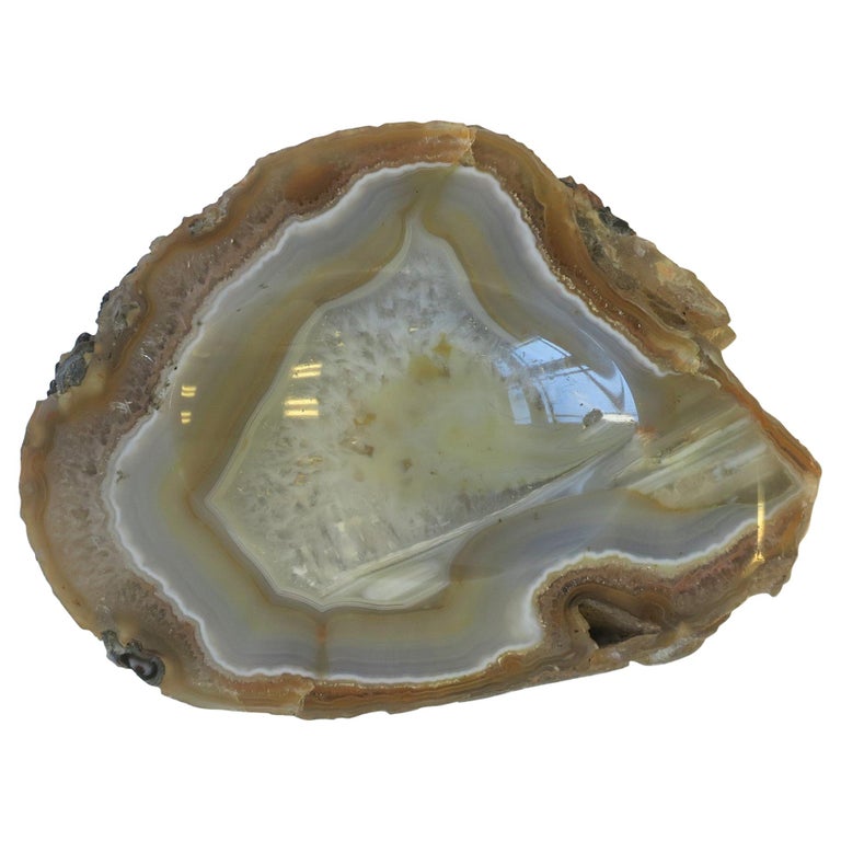 White and Sand Agate Onyx Vessel Bowl or Decorative Object For Sale at ...