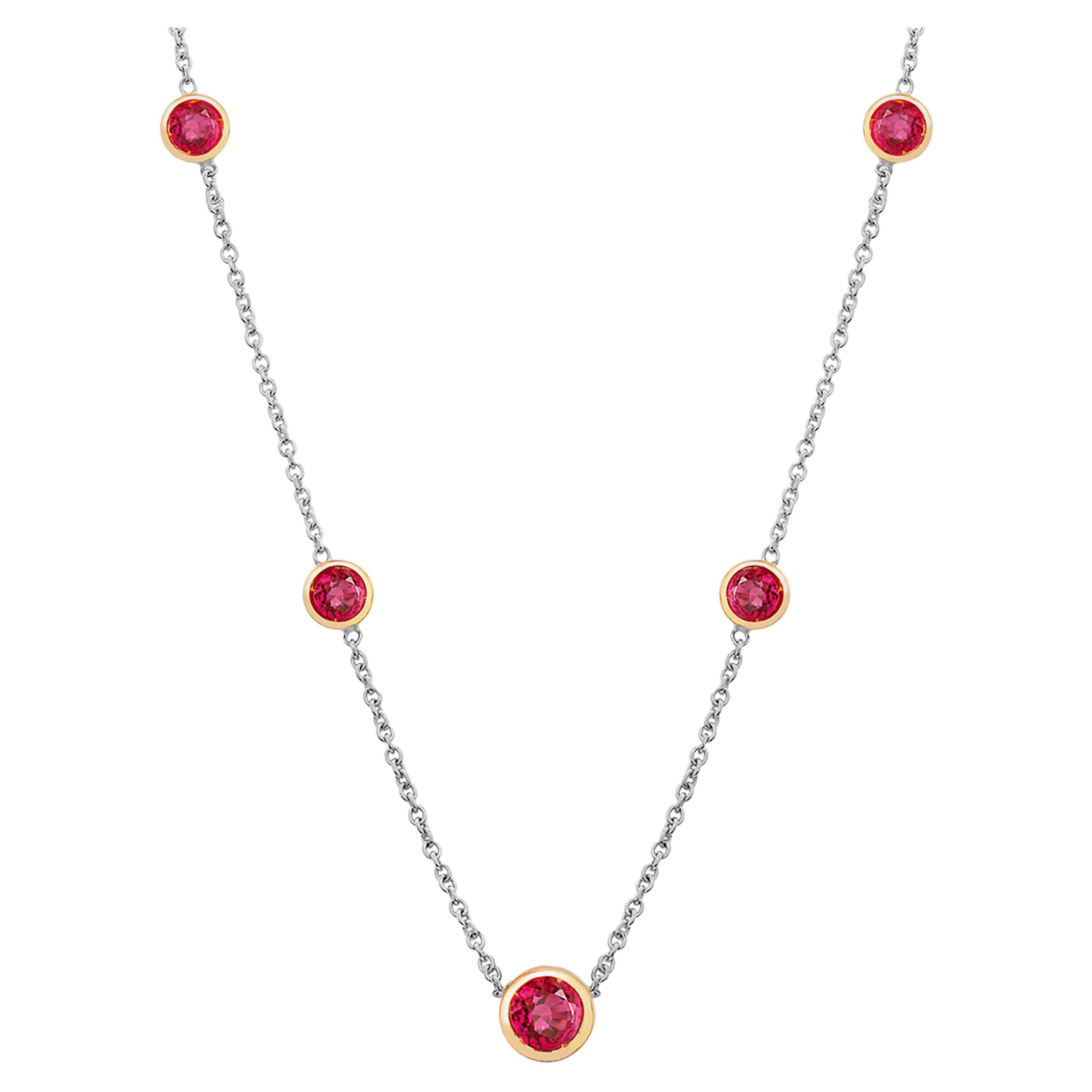 Jona Grey and Red Burmese Spinel 18 Karat Yellow Gold Necklace For Sale ...