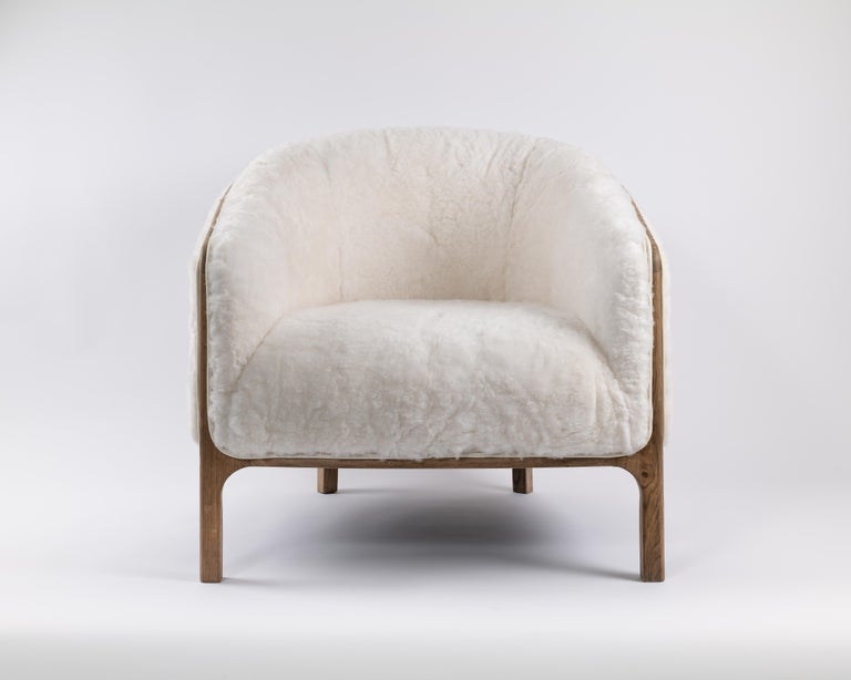 White Armchair with Shearling Upholstery, Osaka For Sale at 1stDibs