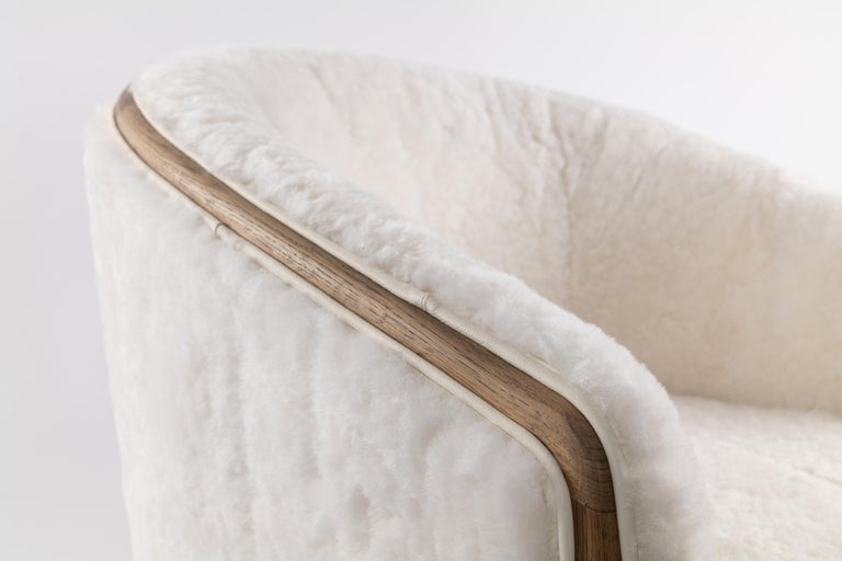 White Armchair with Shearling Upholstery, Osaka For Sale at 1stDibs