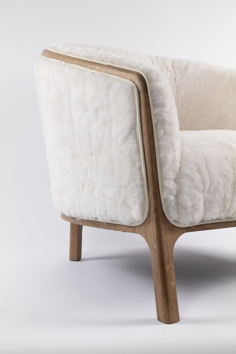 White Armchair with Shearling Upholstery, Osaka For Sale at 1stDibs