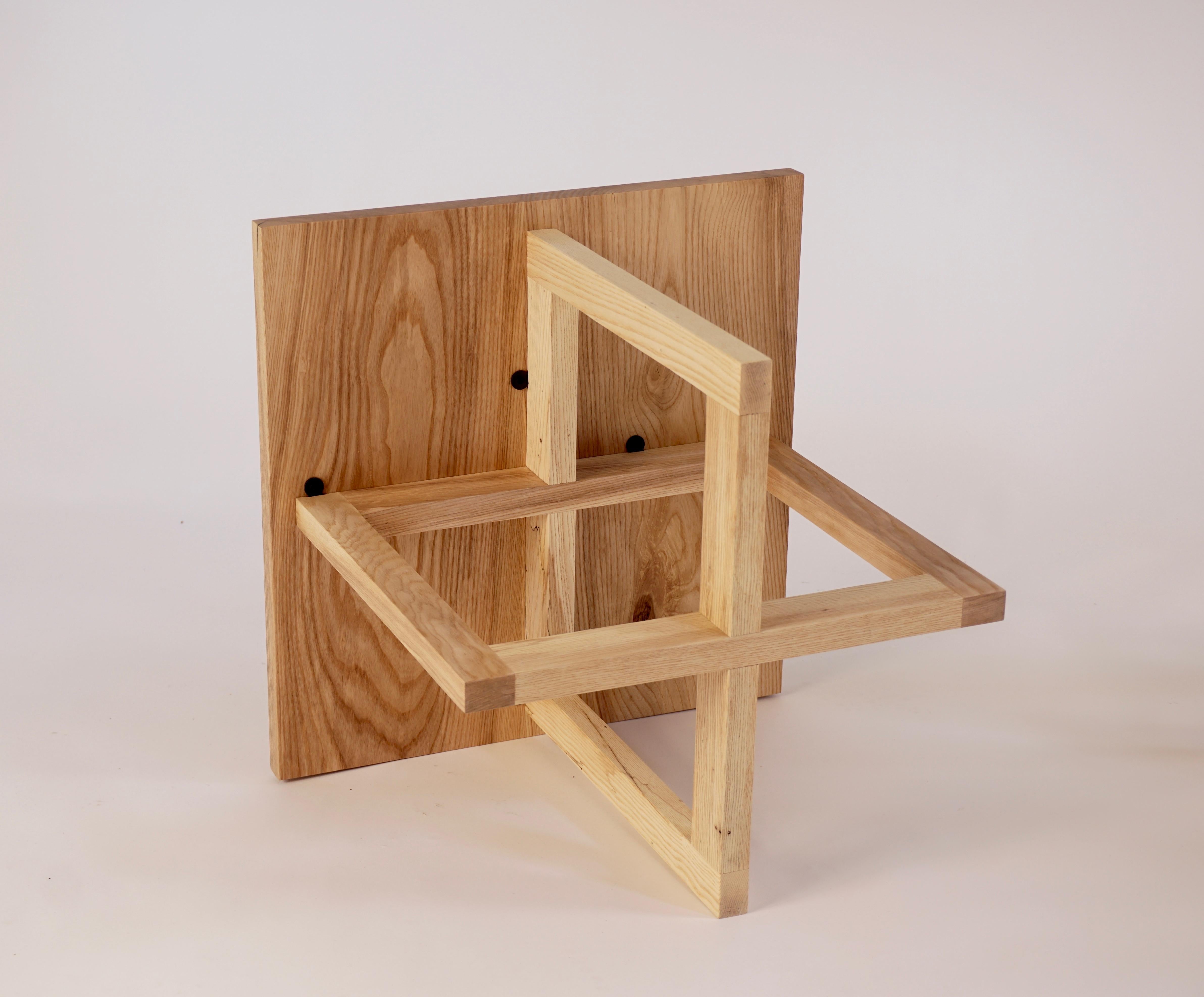 White Ash Grid Base Stools - Set of Two For Sale at 1stDibs