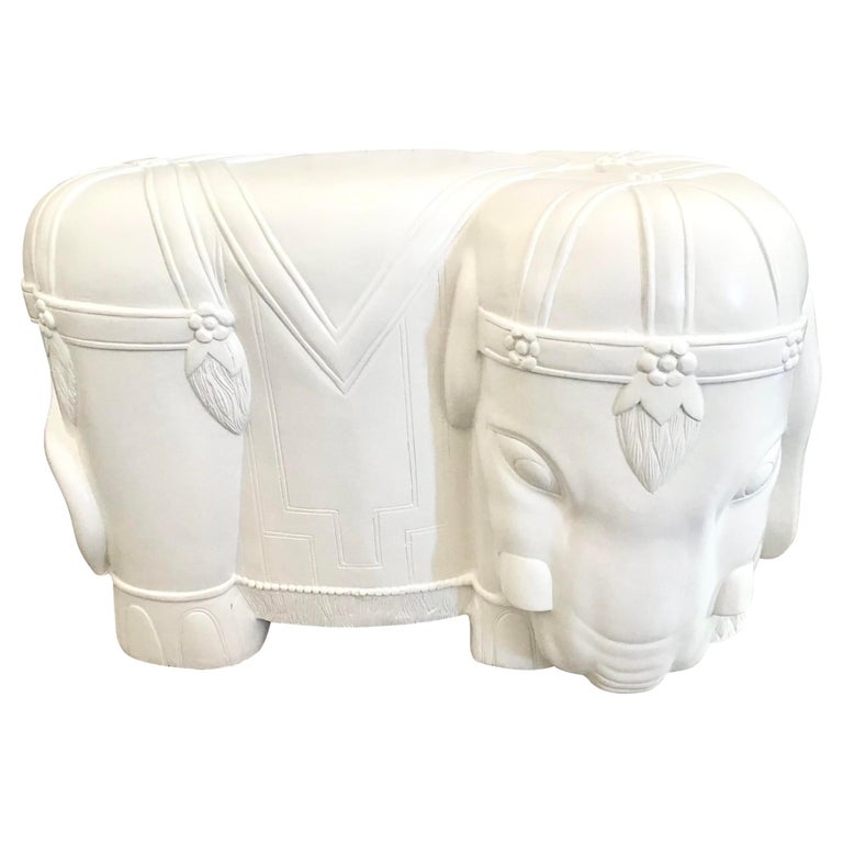 White Asian Elephant Table or Stool For Sale at 1stDibs