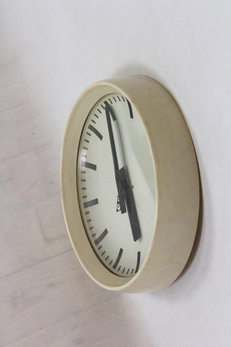 White Bakelite Railway Clock from Pragotron, 1950s For Sale at 1stDibs