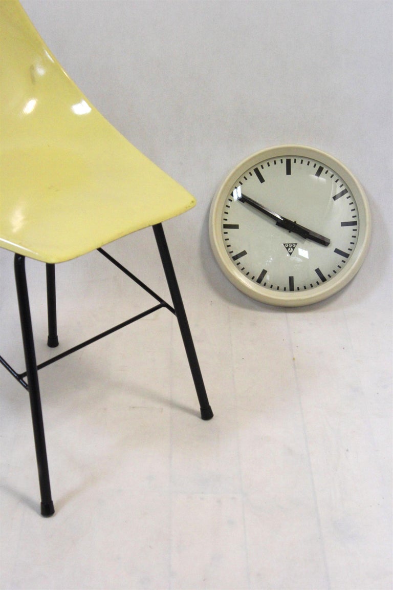 White Bakelite Railway Clock from Pragotron, 1950s For Sale at 1stDibs
