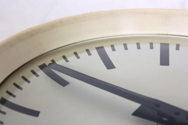 White Bakelite Railway Clock from Pragotron, 1950s For Sale at 1stDibs