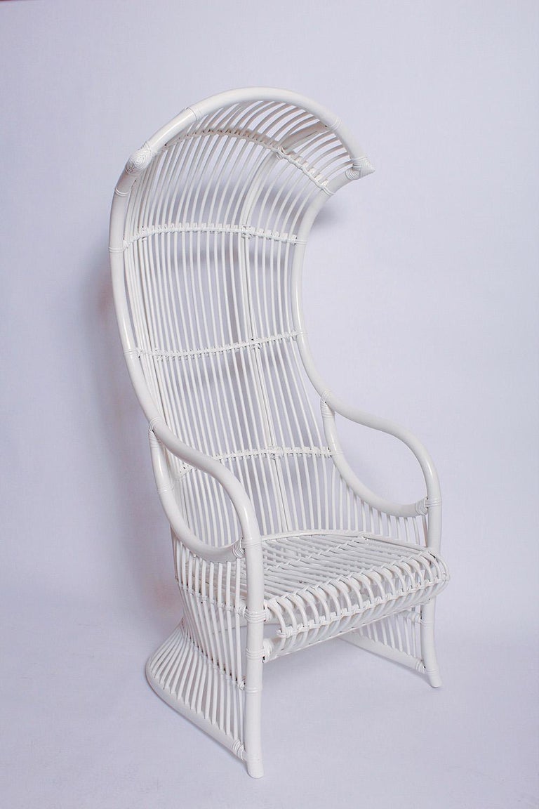White Bamboo and Rattan Canopy Chair by Henry Olko for Willow and Reed ...