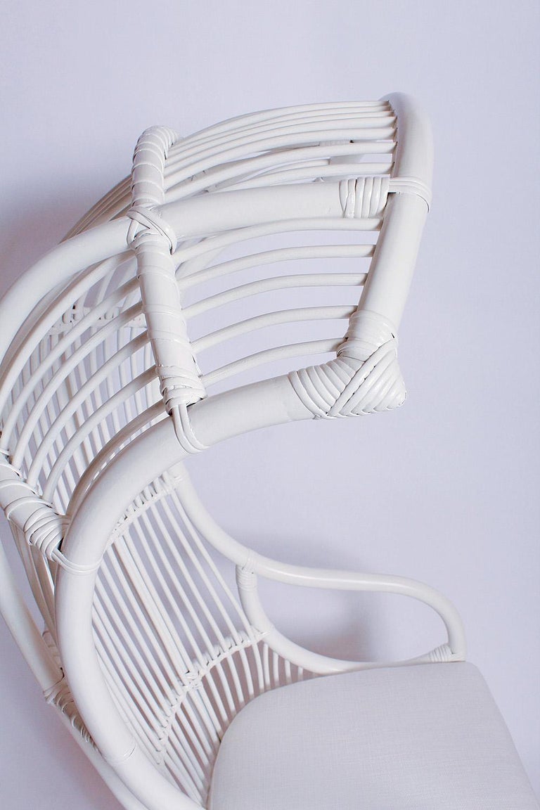 White Bamboo and Rattan Canopy Chair by Henry Olko for Willow and Reed ...