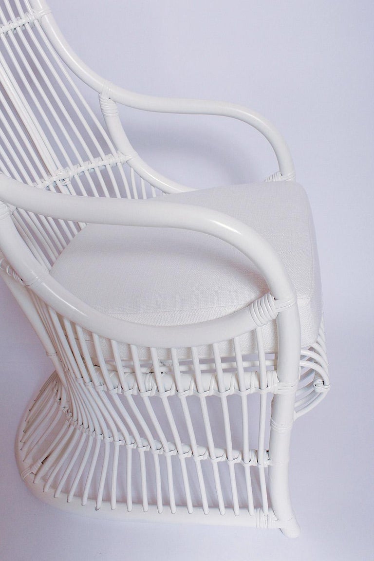 White Bamboo and Rattan Canopy Chair by Henry Olko for Willow and Reed ...