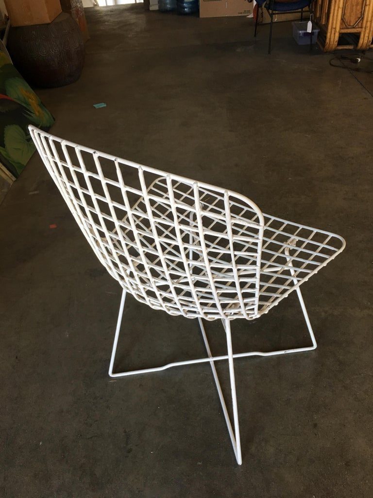 White Bertoia Steel Wire Side Chair with "X" Base by Knoll, Set of 6 ...