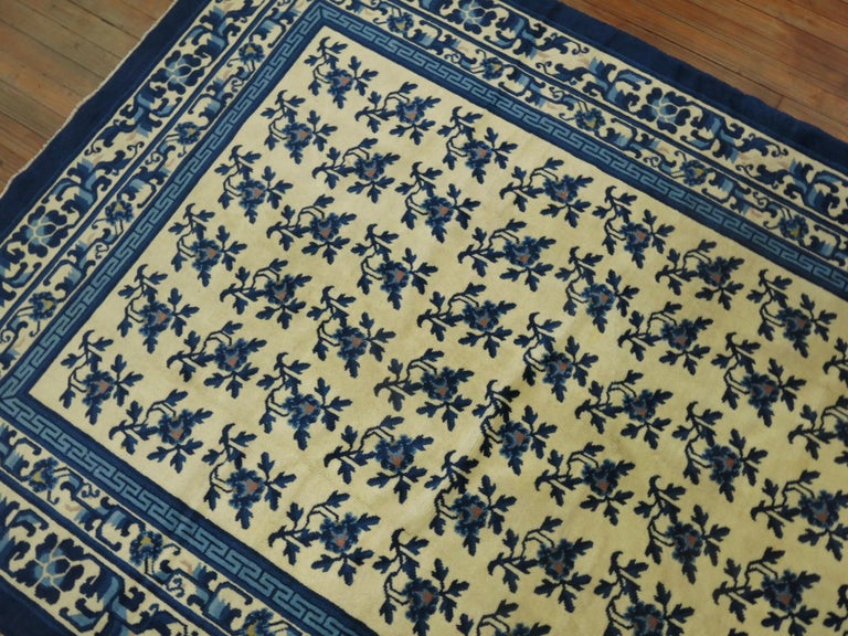 White Blue Chinese Rug For Sale at 1stDibs