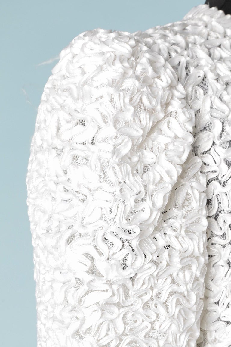 White boléro made of ribbons on a tulle base Victor Costa For Sale at ...