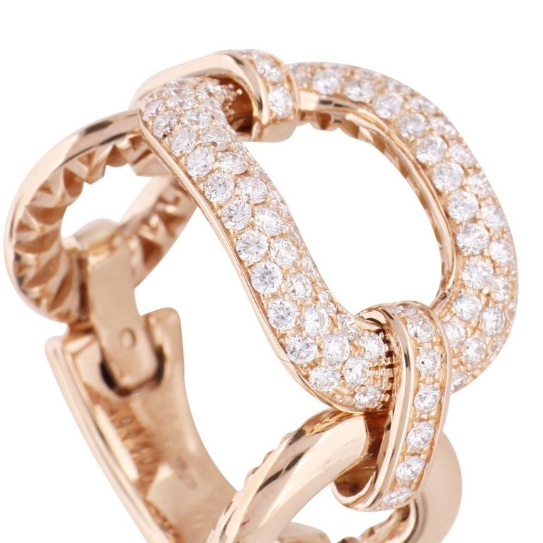 Customizable White Brilliant-Cut Diamond Pavè Chain Ring For Sale at ...