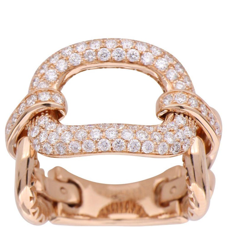 Customizable White Brilliant-Cut Diamond Pavè Chain Ring For Sale at ...