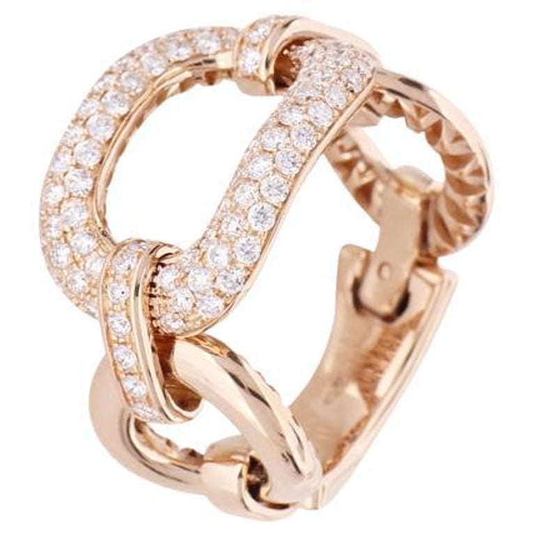 Customizable White Brilliant-Cut Diamond Pavè Chain Ring For Sale at ...