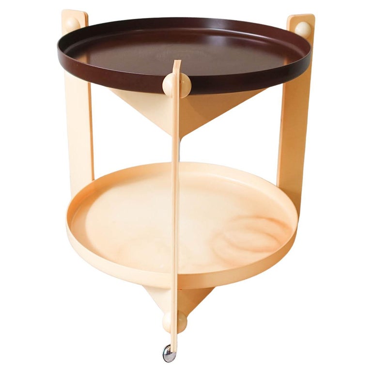 White and Brown Luigi Massoni Italian Mid-Century Trolley Bar for ...