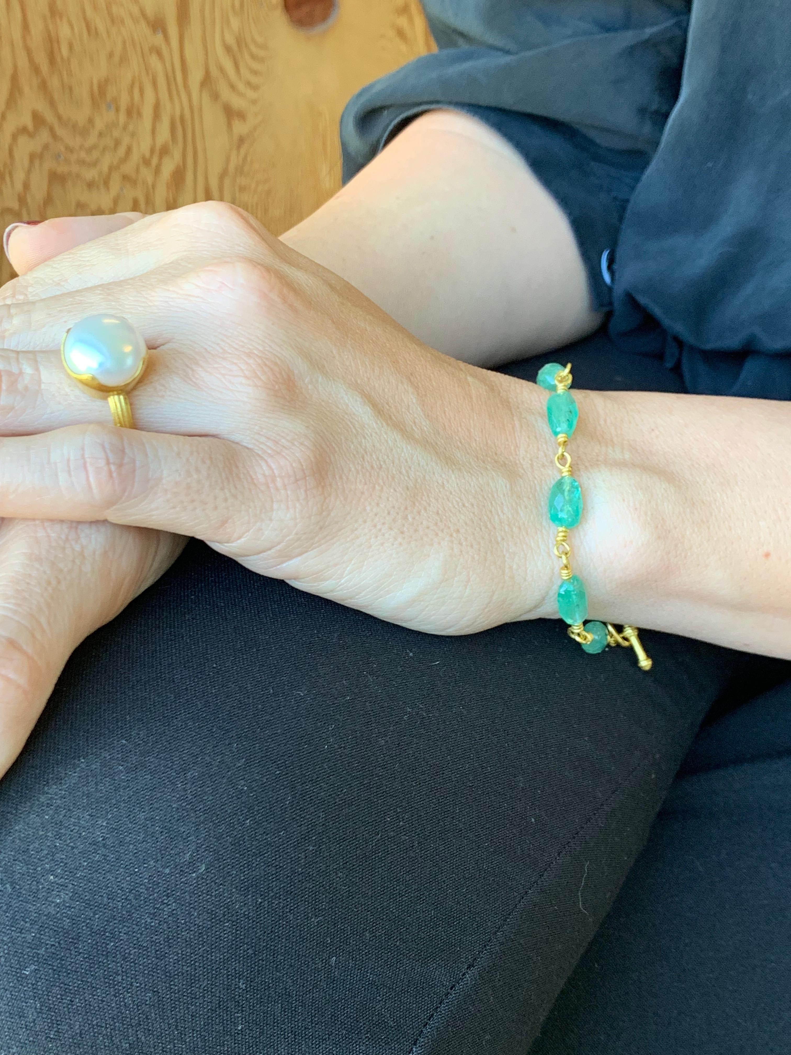 White Button Pearl Ring in 22 Karat Gold For Sale at 1stDibs | rupor ...