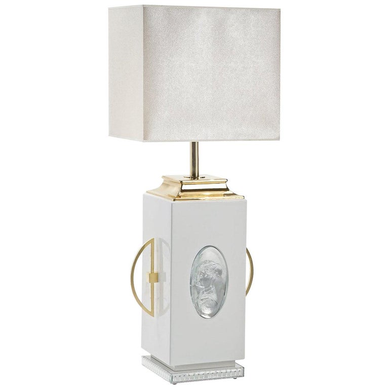 White Cameo Desk Lamp For Sale at 1stDibs
