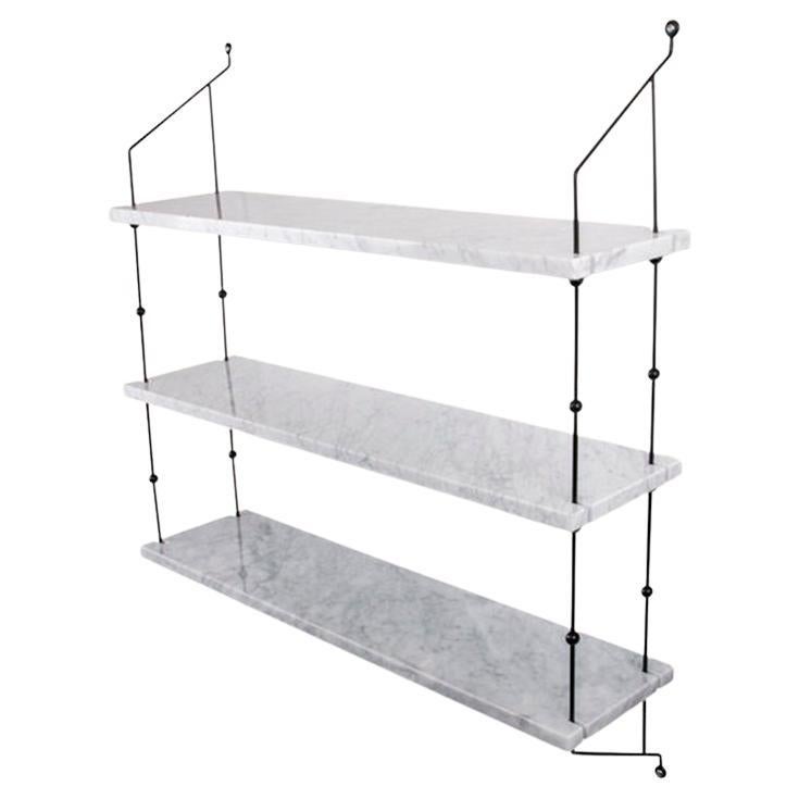 White Carrara Marble and Black Steel Morse Shelf by Ox Denmarq For Sale ...