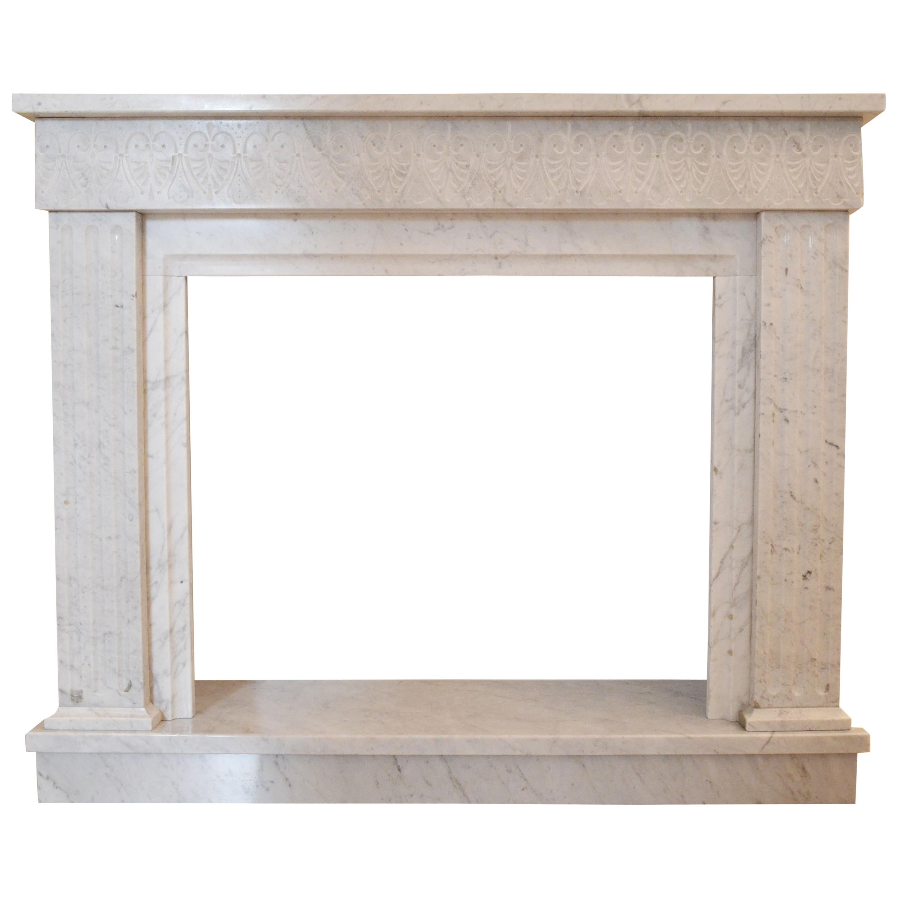 White Carrara Marble Fireplace Surround / Mantel by Element&Co For Sale ...