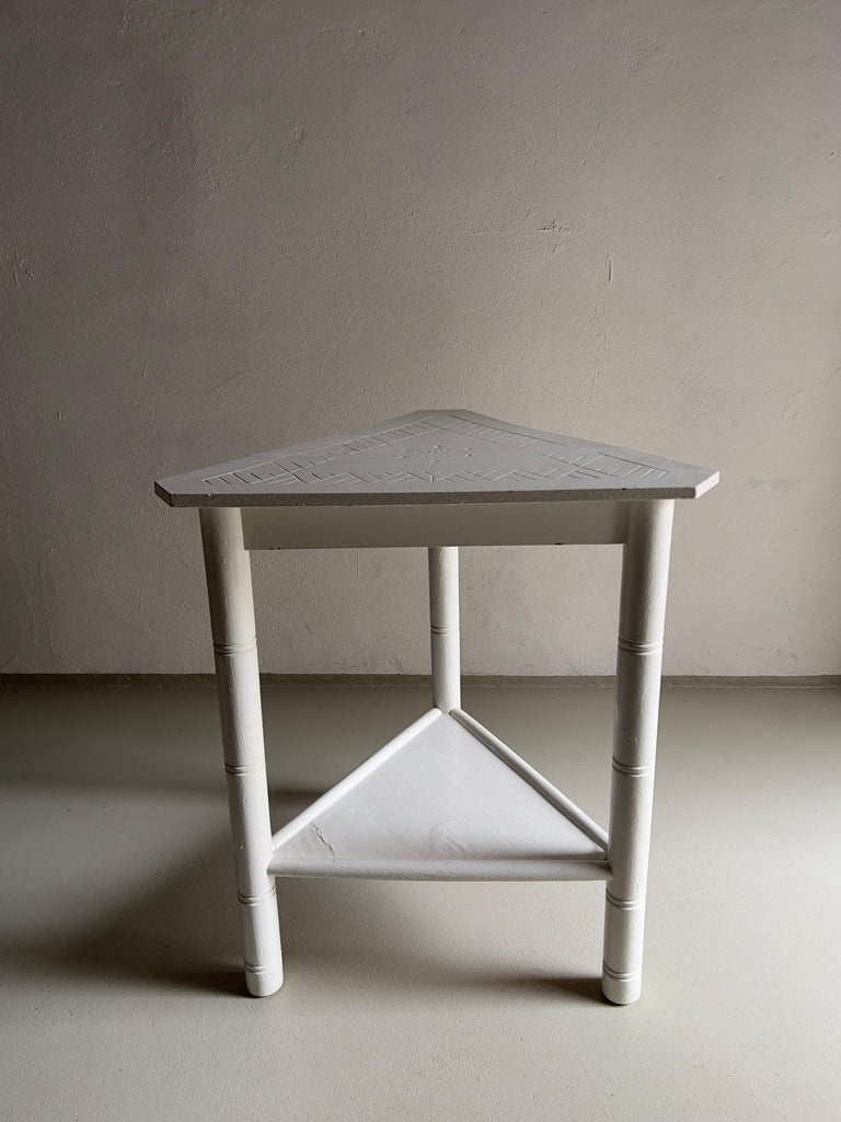 White Carved Wood Side Table, Sweden, 1920s For Sale at 1stDibs