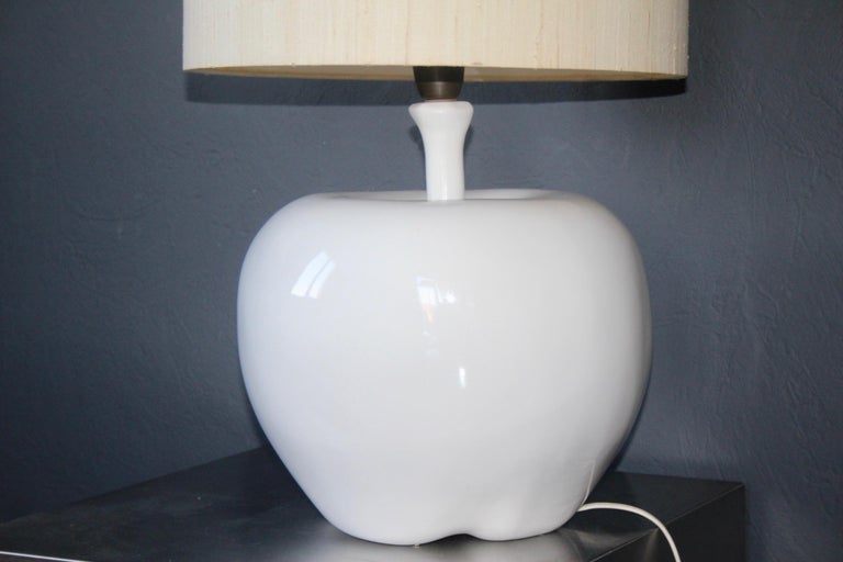 White Ceramic Apple Table Lamp For Sale at 1stDibs