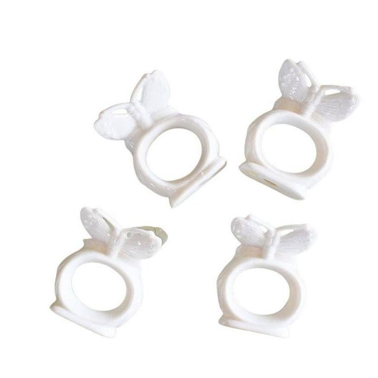 White Ceramic Butterfly Motif Napkin Rings, Set of 4 For Sale at 1stDibs