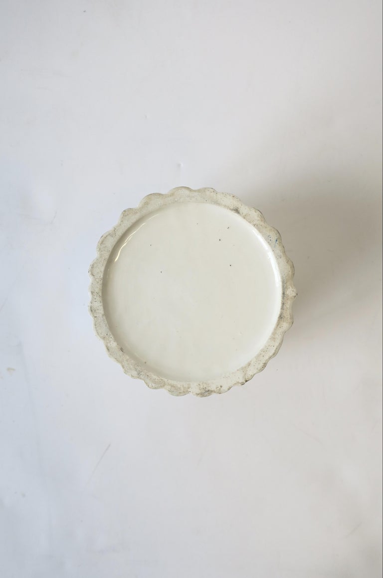 White Ceramic Cachepot or Jardiniere with Bamboo Design For Sale at 1stDibs