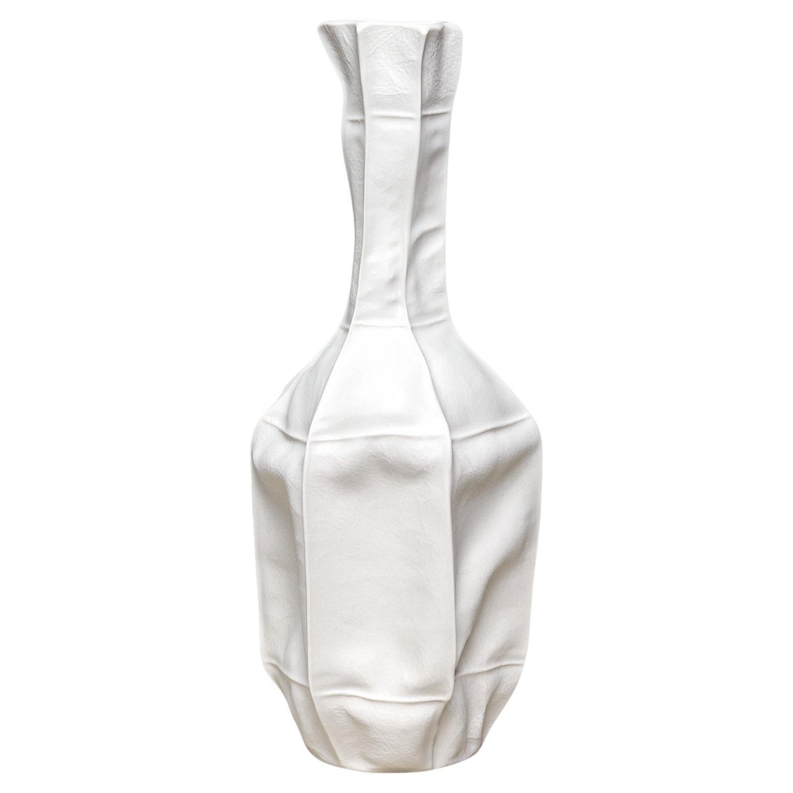 White Ceramic Kawa Vessel, Large 03, Leather Cast Porcelain Vase ...