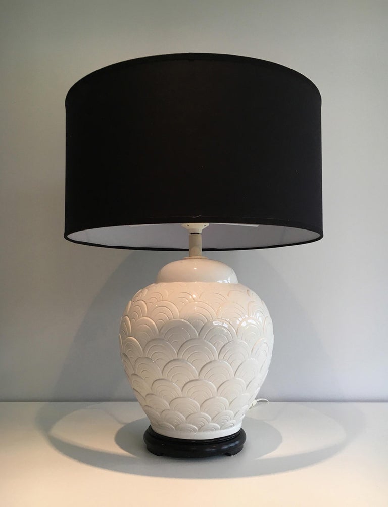 White Ceramic Lamp, circa 1970 at 1stDibs