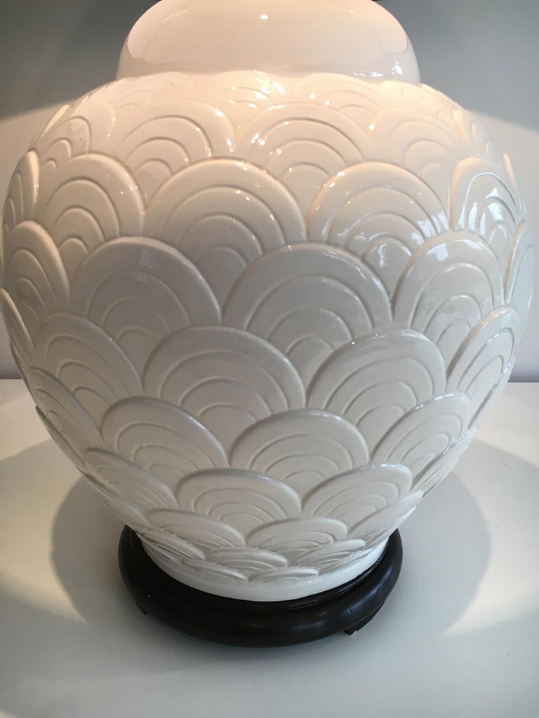 White Ceramic Lamp, circa 1970 at 1stDibs