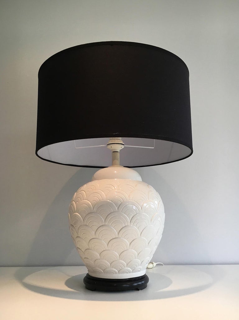 White Ceramic Lamp, circa 1970 at 1stDibs
