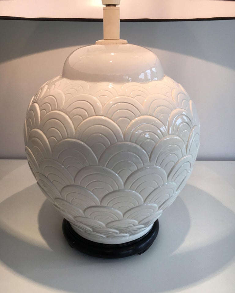 White Ceramic Lamp, circa 1970 at 1stDibs
