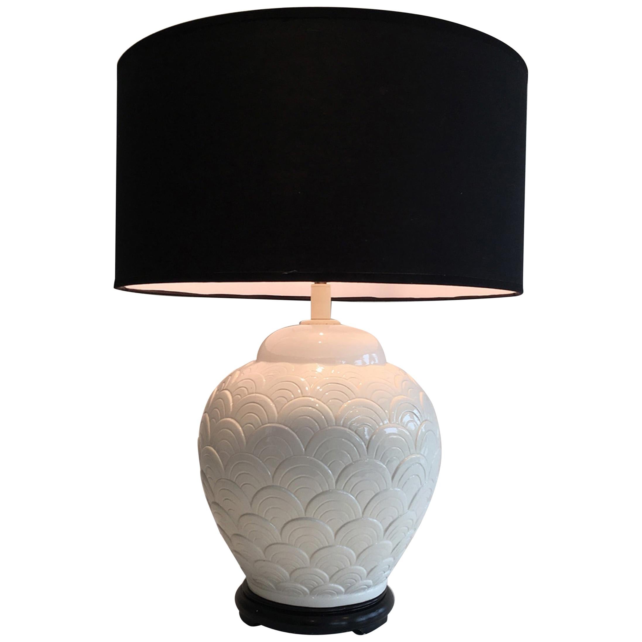 White Ceramic Lamp, circa 1970 at 1stDibs