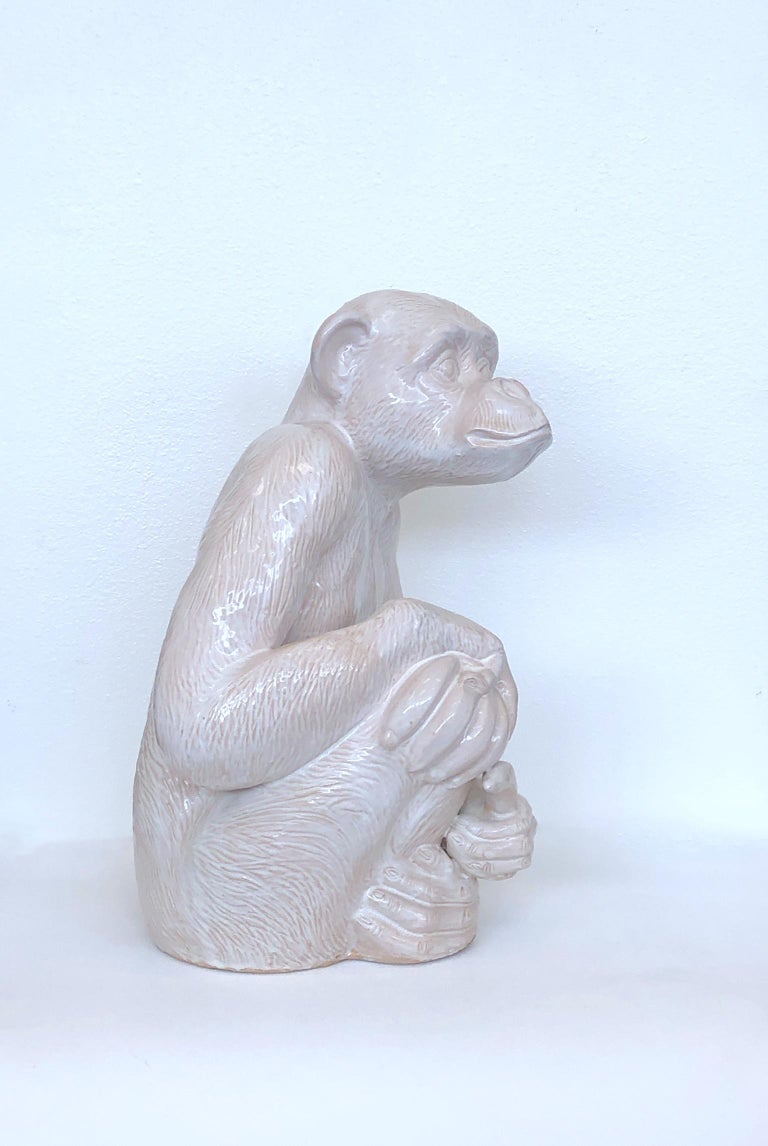 White Ceramic Monkey Sculpture at 1stDibs
