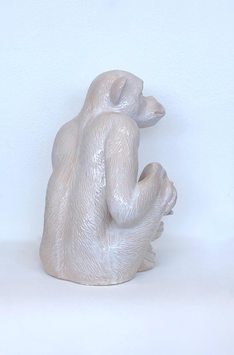 White Ceramic Monkey Sculpture at 1stDibs