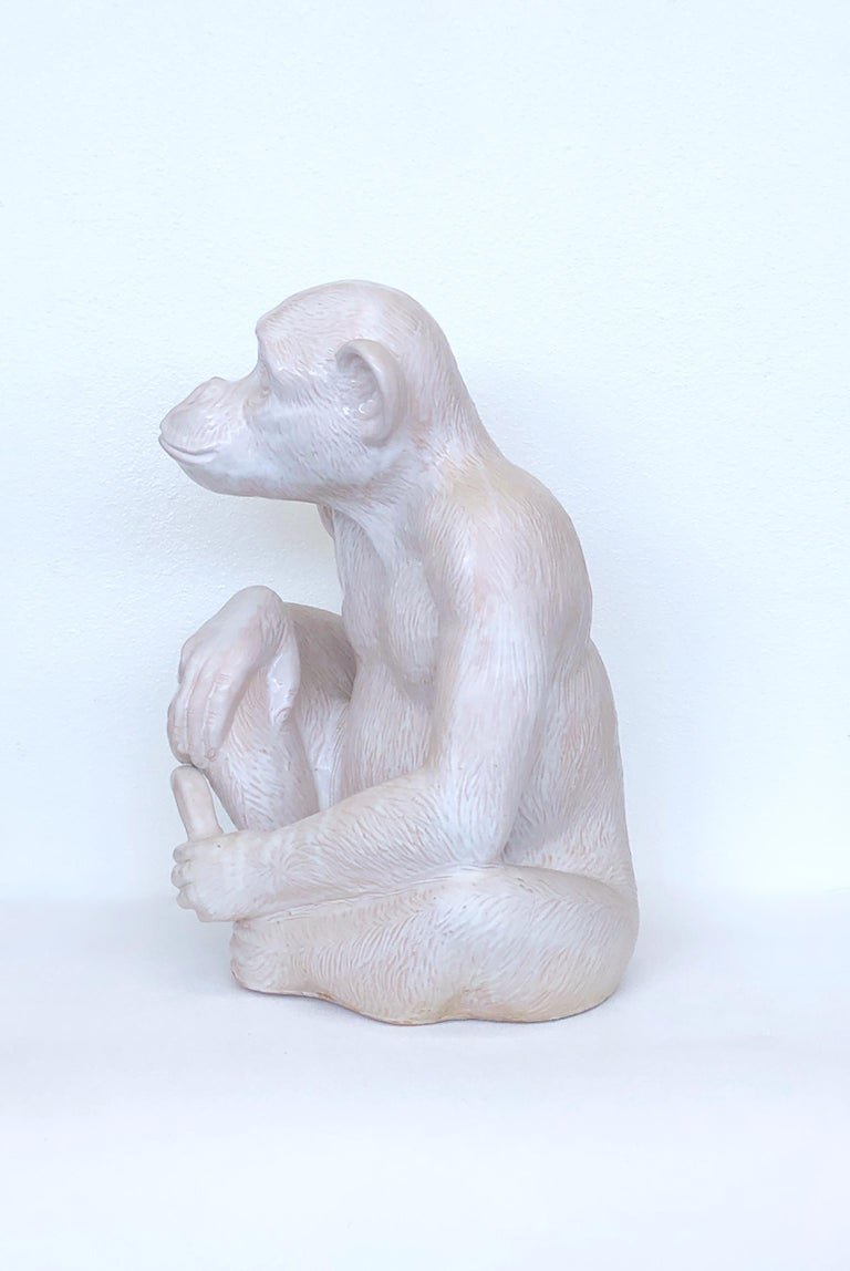 White Ceramic Monkey Sculpture at 1stDibs