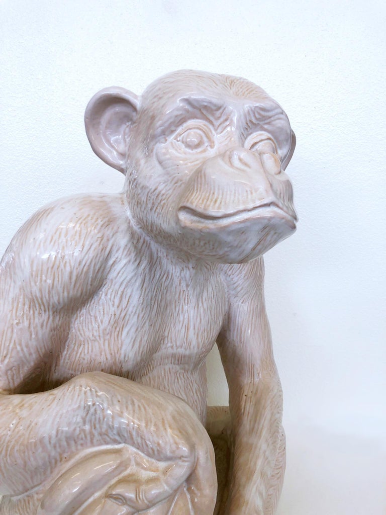 White Ceramic Monkey Sculpture at 1stDibs