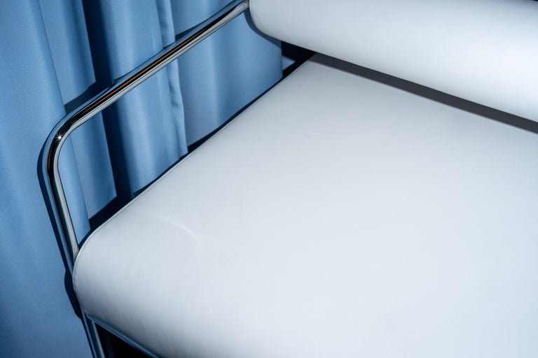 White Chrome Vinyl Shiro Chair, Kuramata Tribute, in Stock (80s style ...