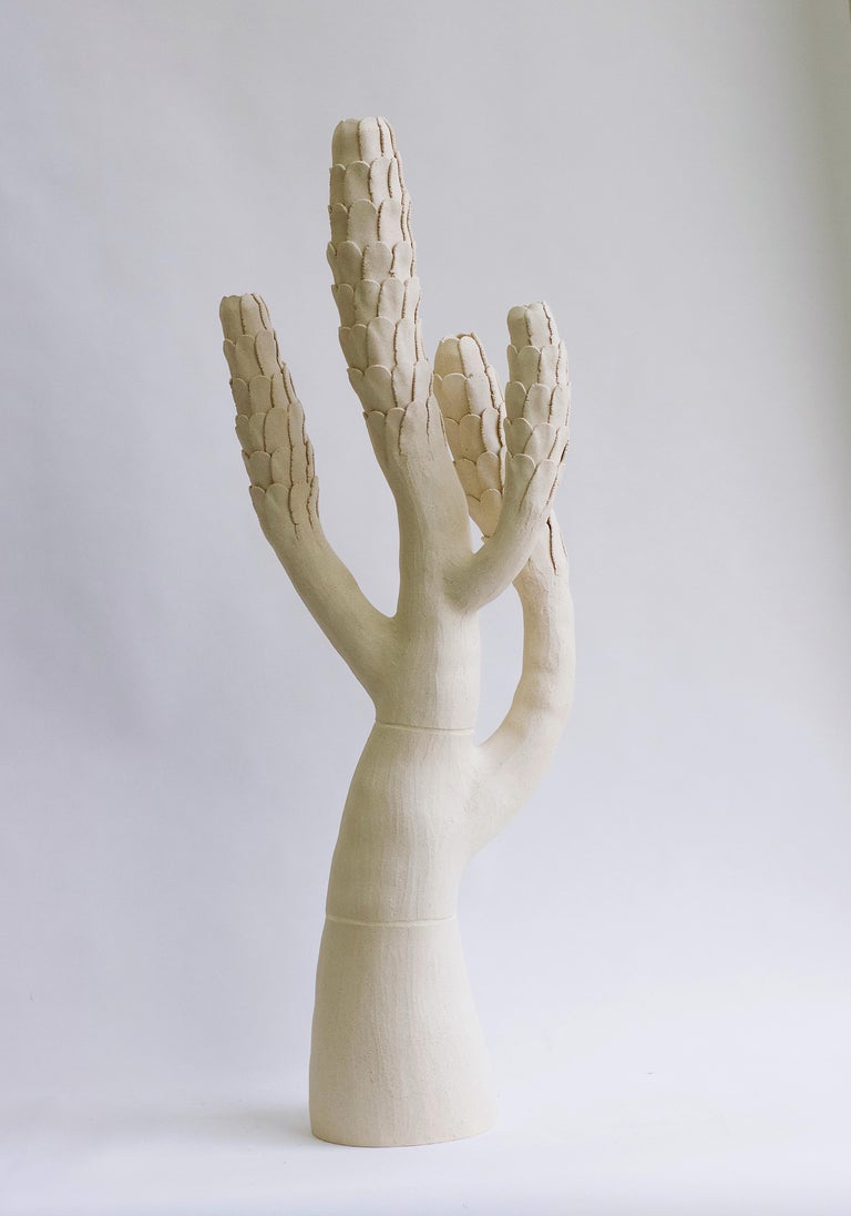 White Contemporary Ceramic Tree Sculpture, Arbre Blanc Ecailles For ...