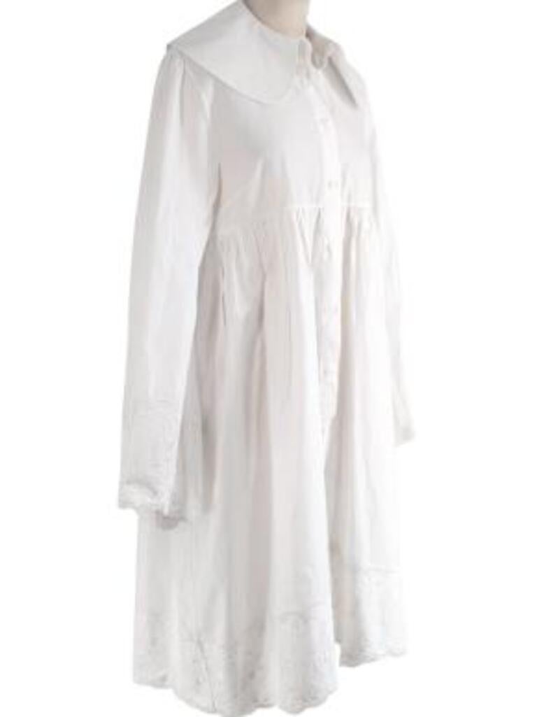 White cotton cherub embroidered Puritan collar dress For Sale at 1stDibs