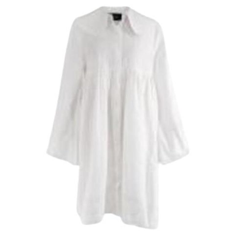 White cotton cherub embroidered Puritan collar dress For Sale at 1stDibs