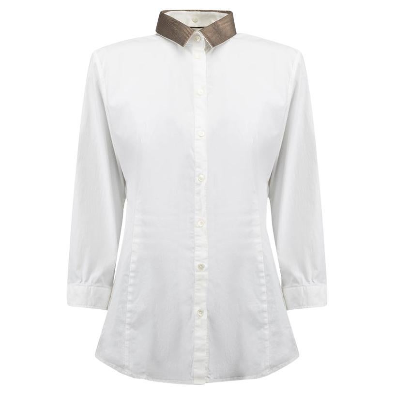 White Cotton Detachable Collar Shirt Size XL For Sale at 1stDibs