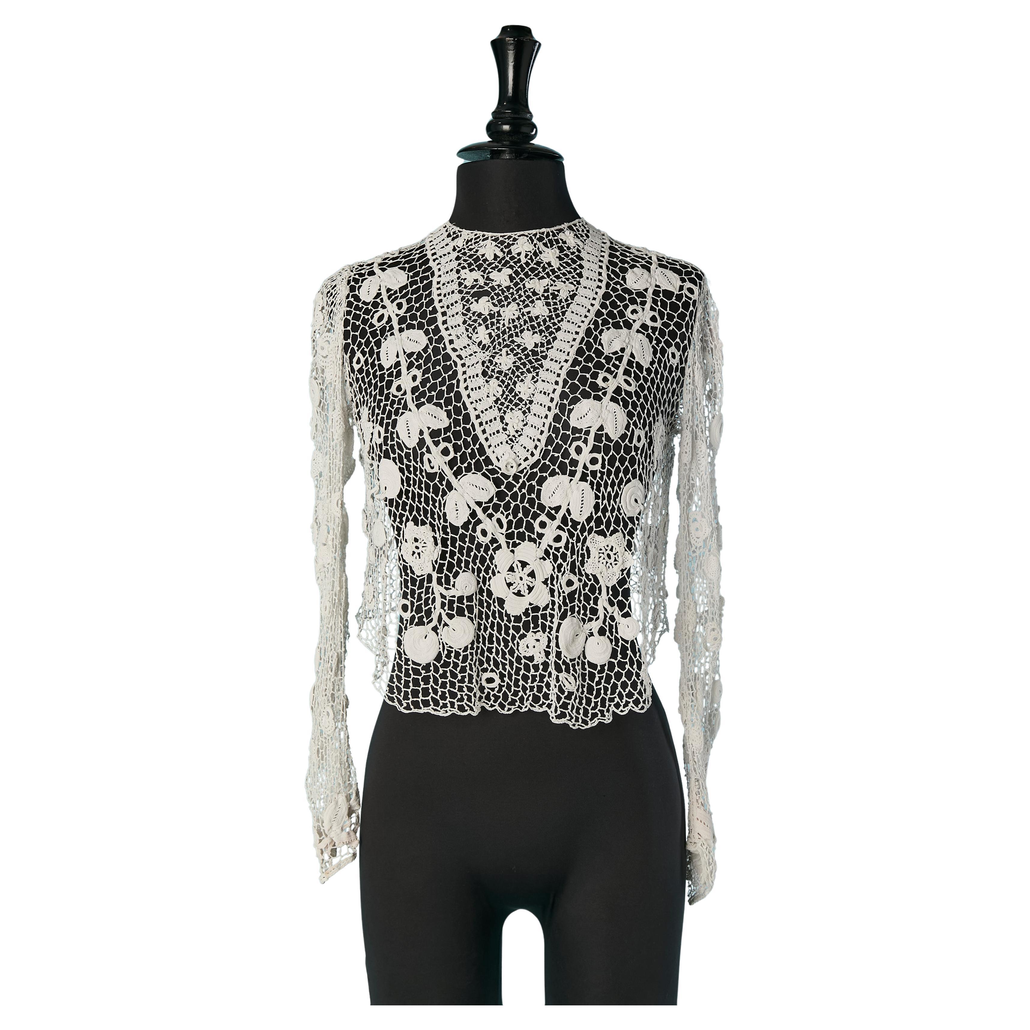 1900s Edwardian White Crochet Corset Cover with Lace-Up Back For Sale ...