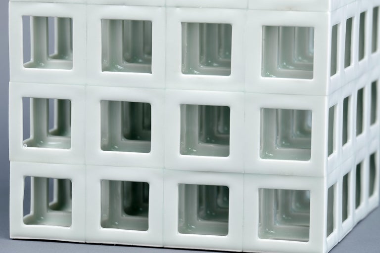 White Minimal Geometric Porcelain Sculpture (Cube Shape) For Sale at ...