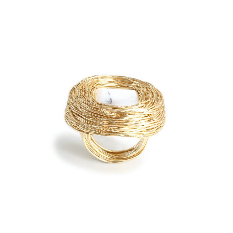 White Dendrite in 14 Kt Gold F Cocktail and Statement Ring by the ...