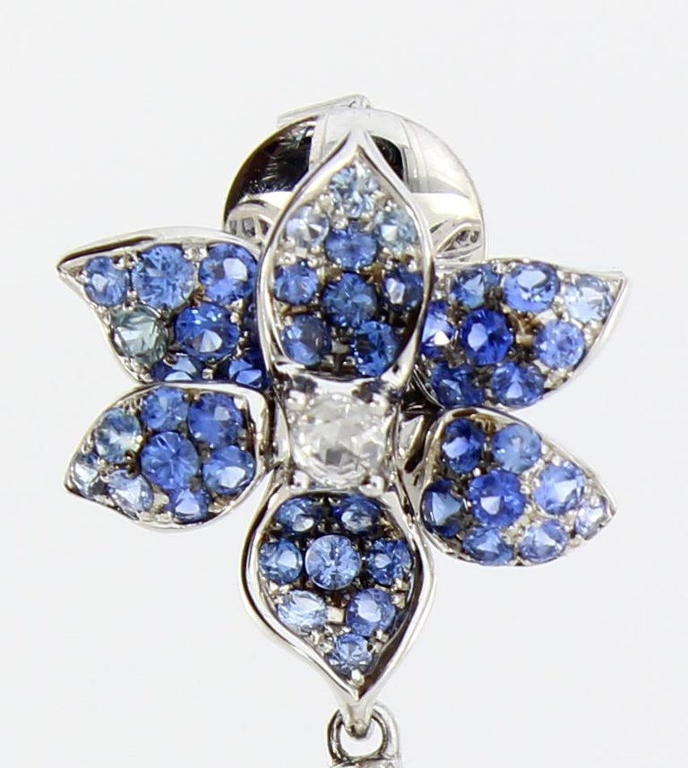 Autore White Diamond Blue Sapphire South Sea Pearl Earrings at 1stDibs